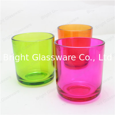 custom colorful glass candle holder with metal lid