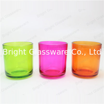 custom colorful glass candle holder with metal lid