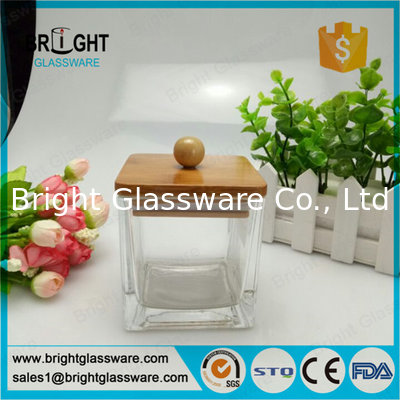 fancy square jar with lid, glass jar with bamboo lid and silicone ring