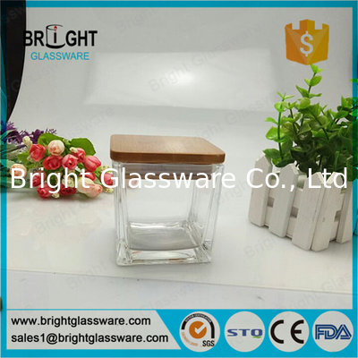 fancy square jar with lid, glass jar with bamboo lid and silicone ring