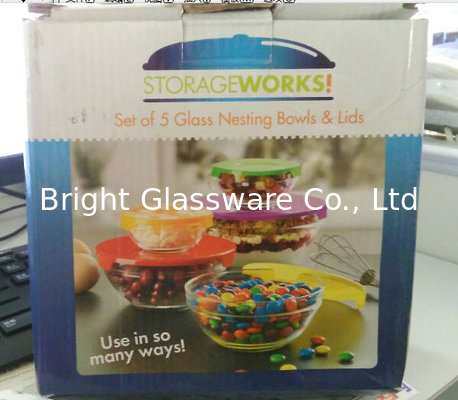 cheap good quality clear glass bowl with lid in stock