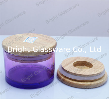 best design glass candle holder with wooden lid for wedding decorative