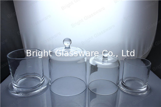 high quality glass candle container with glass cover