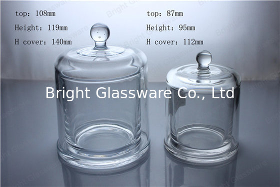 high quality glass candle container with glass cover