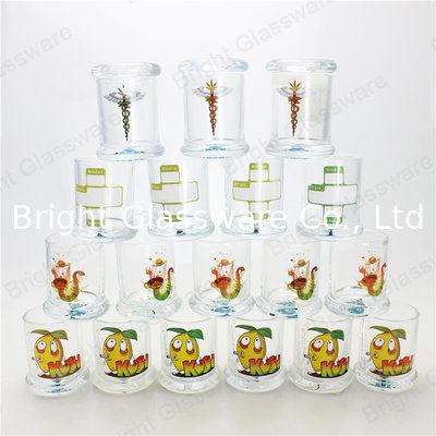 New design glass jar with custom logo, candle jar with glass lid