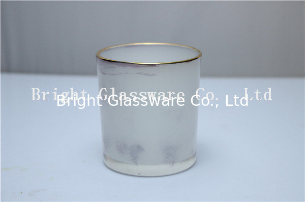 Sprayed color glass candle holder with painting logo