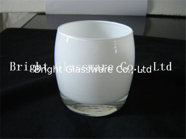 clear white blown glass candle holder for hotel decoration
