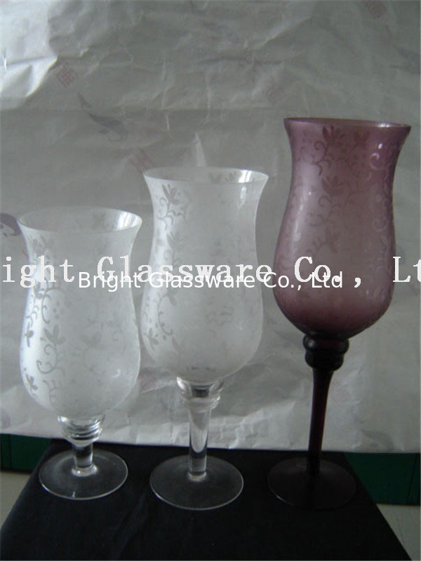 Color tall glass candle holder, Hurricane glass for decoration