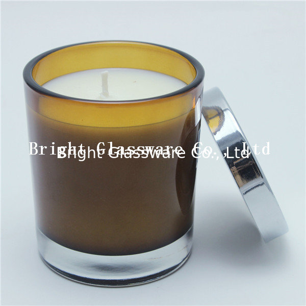 colorful candle container with silver lid, candle holder for decoration