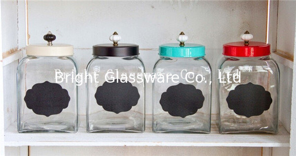 Square big storage jar with lid, candy jar, sugar jar, food jar sale