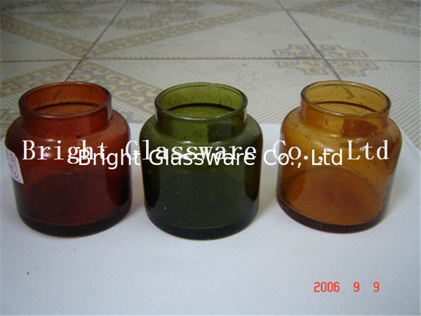 colorful glass candle container, candle jar, blown jar