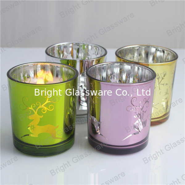 Chritmas candle jar, Chritmas glass candle holder for decor