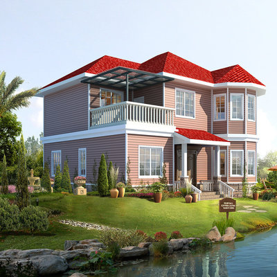 Luxury Prefabricated Light Steel Villa With Car Garage Bedroom Kitchen