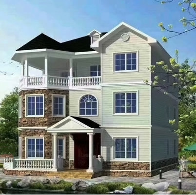 Luxury Prefabricated Light Steel Villa With Car Garage Bedroom Kitchen