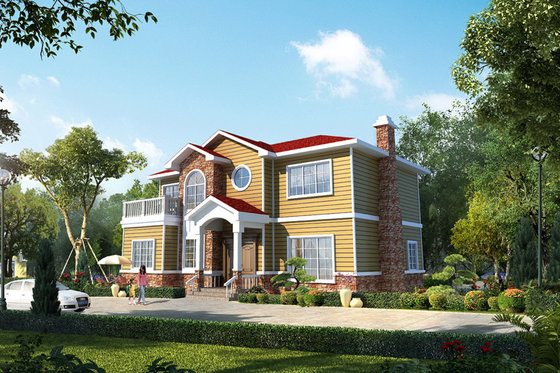 Luxury Prefabricated Light Steel Villa With Car Garage Bedroom Kitchen