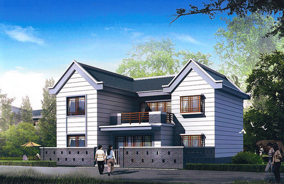 Luxury Prefabricated Light Steel Villa With Car Garage Bedroom Kitchen
