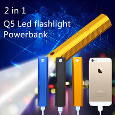 China 3 Modes 5W CREE Q5 USB 5V High Power 350 Lms Led flashlight with Powerbank Function supplier