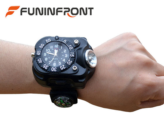5 Files CREE XPE Q5 LED Flashlight USB Charge Wrist Watch Light with Compass supplier