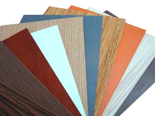 Durable Melamine mdf veneered boards with green , orange , white color