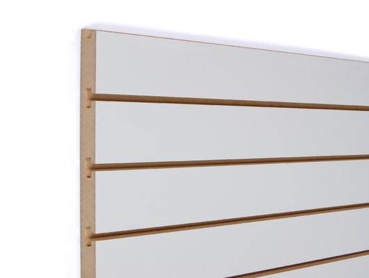 Coloured Plain laminated slotted MDF board / slatwall MDF with aluminum strips , customized