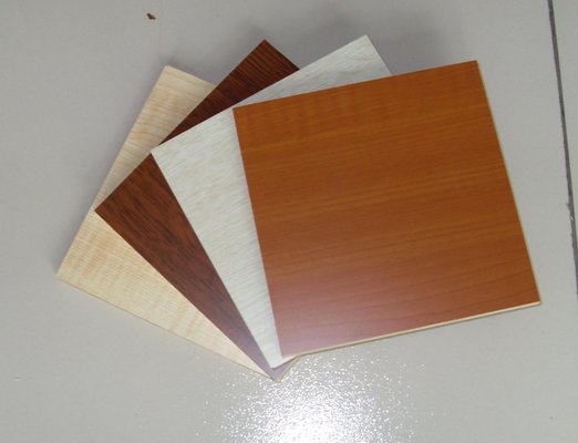 Customized melamine mdf sheets / fiberboard with orange , white , wooden grain color