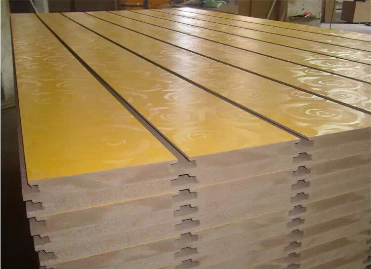 Wooden Grain Slotted Mdf Paper Overlaid with E1 Glue , 1220mm x 2440mm x 18mm