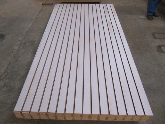 Furniture E1 Glue Slotted Mdf Poplar Core , Melamine faced slot mdf