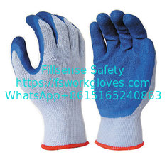 10Gauge 5Yarn(21S) Cotton Liner Crinkle latex coated cotton gloves Cotton Working Gloves