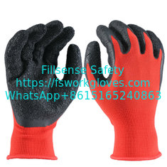 13Gauge Polyester Liner Crinkle Latex Dipped Work Gloves Safety Work Gloves