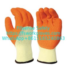 10Gauge 5yarn (21S) Cotton Liner 3/4 Crinkle Coated Latex Rubber Gloves