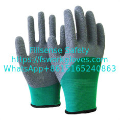 13Gauge Polyester Liner 3/4 Crinkle Latex Dipped Gloves Latex Coated Work Gloves