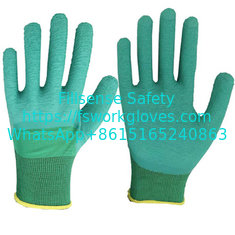 13Gauge Polyester Liner Wave Crinkle Latex Half Coated Gloves Rubber Coated Gloves