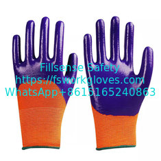 13Gauge Polyester Liner 3/4 Nitrile Coated Work Gloves Nitrile Dipped Work Gloves Nitrile Work Gloves