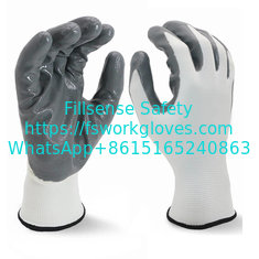 13Gauge Polyester Liner Nitrile Palm Coated Gloves Nitrile Dipped Gloves Nitrile Coated Work Gloves