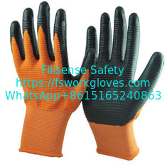 13Gauge U3 Zebra Polyester Liner Nitrile Palm Coated Gloves Nitrile Dipped Work Gloves