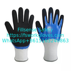 15Gauge Polyester Liner Sandy Palm and Fully Coated Nitrile Glove waterproof work gloves oil resistant gloves