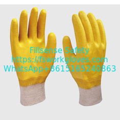 Heavy Duty Cotton Interlock Liner Half/Fully Coated Nitrile Gloves Nitrile Coated Work Gloves Nitrile Dipped Gloves