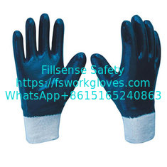 Knit Wrist Cotton Jersey Liner Half/Fully Coated Nitrile Gloves Waterproof Work Gloves Heavy Duty Work Gloves