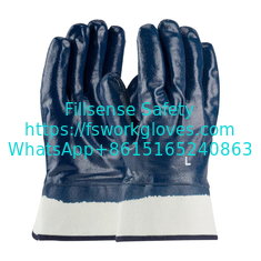 Heavy Duty Safety Cuff Cotton Jersey Liner Half/Fully Coated Nitrile Gloves oil resistant gloves