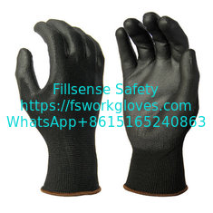 13Gauge Black Polyester Liner Black PU Coated Gloves PU/Polyurethane Coated Work Gloves