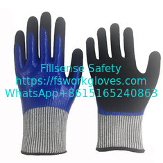 Cut Level 5 UHMWPE(HPPE) Liner Nitrile Fully And Sandy Coated Cut Level 5 Safety Gloves Puncture Resistant Gloves