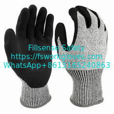 13G UHMWPE/HPPE Liner Nitrile Sandy Coated Cut Resistant Gloves Slip Resistant Gloves Cut Level 5 Gloves
