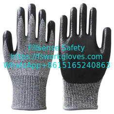 Cut Resistant Level 5 13 Gauge UHMWPE(HPPE) Liner Nitrile Smooth Coated Cut Protection Gloves Cut Proof Work Gloves
