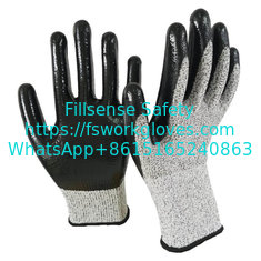 Anti Cut Level 5 UHMWPE(HPPE) Liner Nitrile Smooth Coated Slash Proof Gloves cut resistance glove