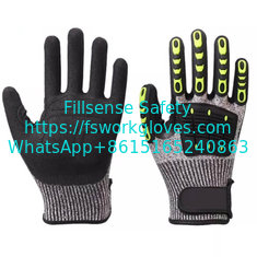 UHMWPE(HPPE) Liner Nitrile Sandy Coated TPR Gloves Cut Resistant Gloves Anti Impact Gloves Anti Vibration Gloves