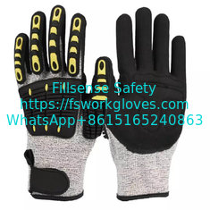 UHMWPE(HPPE) Liner Sandy Nitrile Coated Cut Resistant Gloves Impact Resistant Gloves Vibration Resistant Gloves