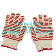 Cotton Outer Cotton Inner Silicone Grip Heat Resistant Oven Gloves With Fingers Heat Resistant Silicone Cooking Gloves