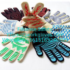 Cotton Outer Cotton Inner Silicone Grip Heat Resistant Work Gloves Fire Resistant Gloves Heat Proof Gloves