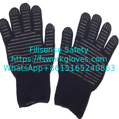 Kevlar Outer Cotton Inner Silicone Grip heat resistant oven gloves with fingers heat resistant gauntlets