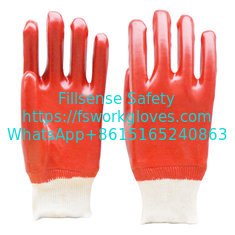 Cotton Interlock Liner Knit Wrist PVC Coated Work Gloves PVC Dipped Gloves Waterproof Work Gloves